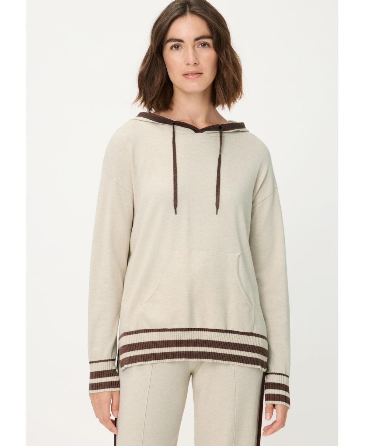 Click here for Olsen Womens Knit Hoodie Pullover with Stripes - A... prices