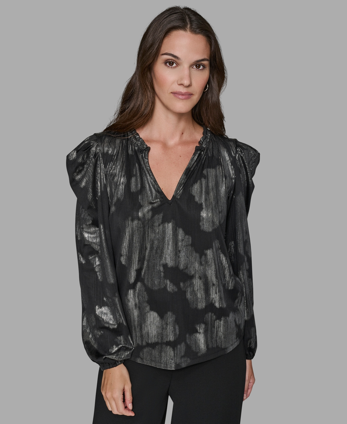 Click here for Karl Lagerfeld Paris Womens V-Neck Floral Printed... prices