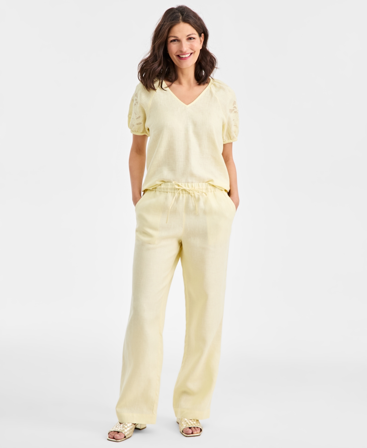 Click here for Charter Club Womens 100 Linen Drawstring Pants  Cr... prices