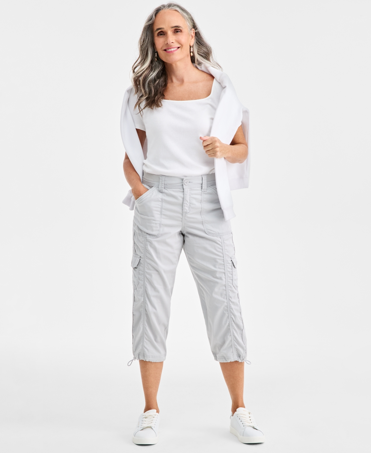 Click here for Style & Co Womens Mid-Rise Cargo Capri Pants  Excl... prices