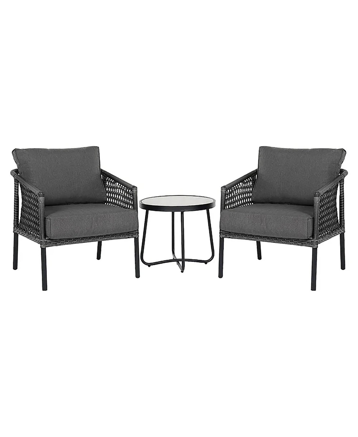 Click here for 3 Pieces All-Steel Wicker Chat Set - Grey prices