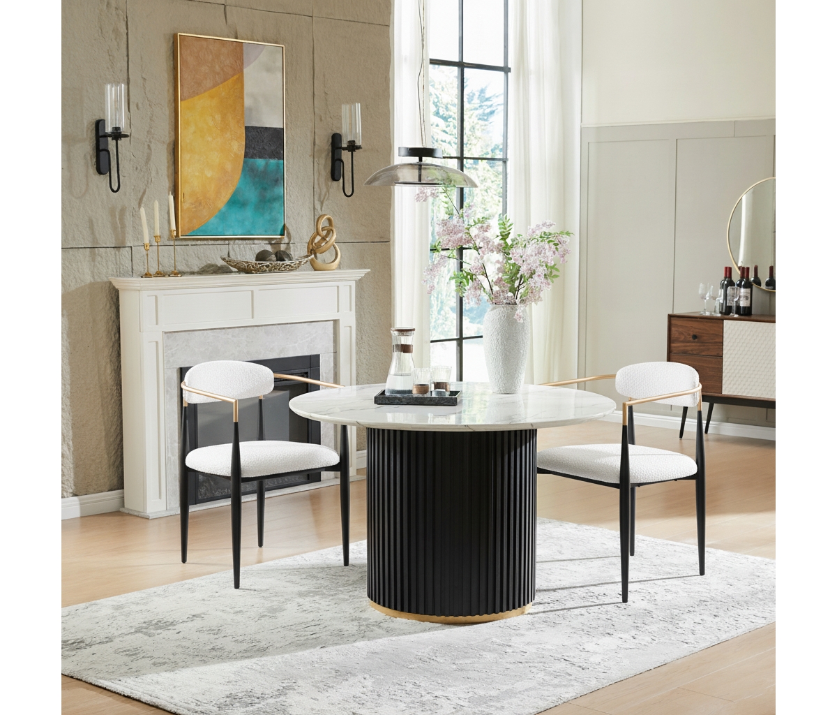 Click here for Morden Fort Modern Faux Marble Dining Set With 47&... prices