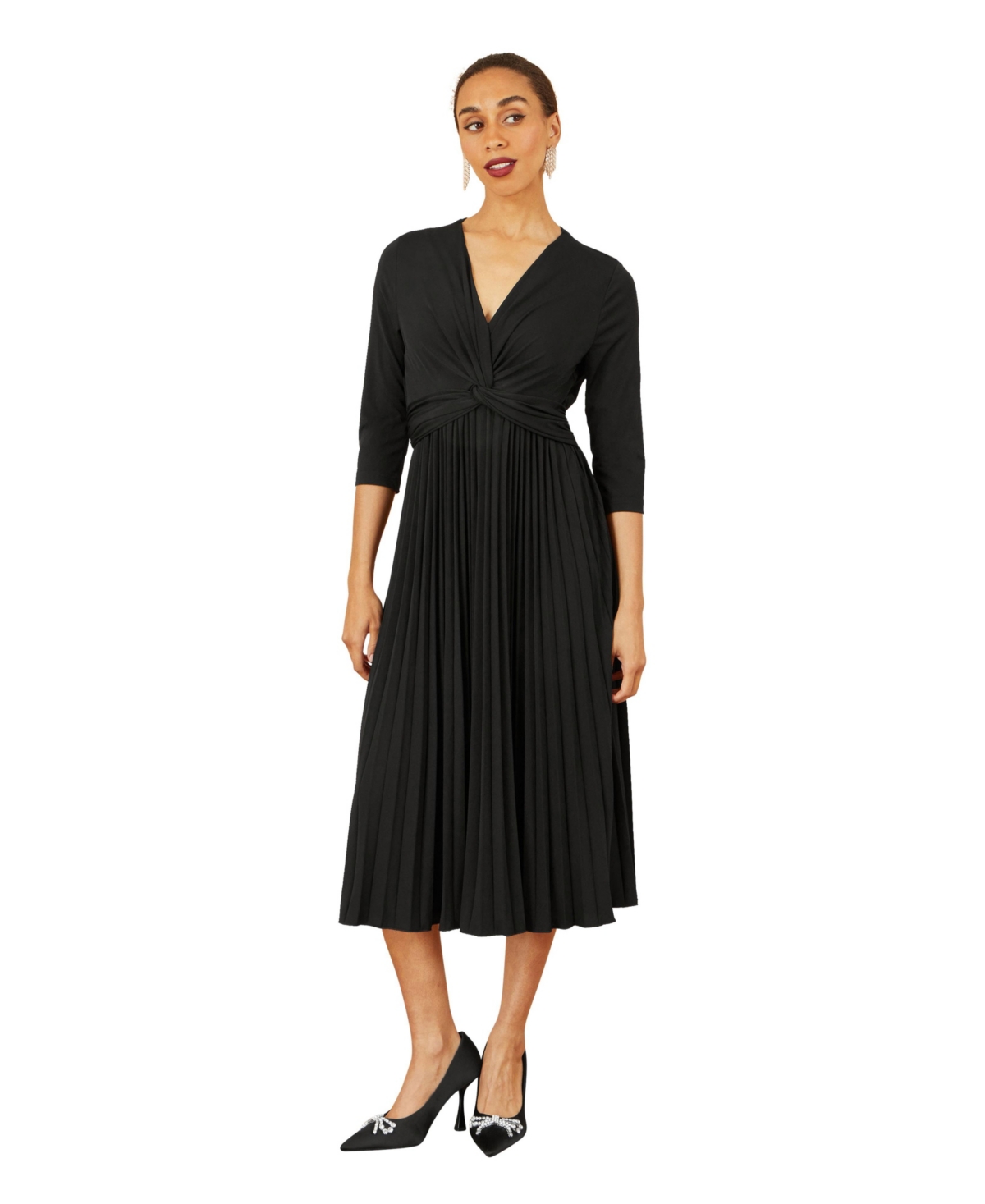 Click here for Yumi Womens Jersey Knot Waist Midi Dress - Black prices