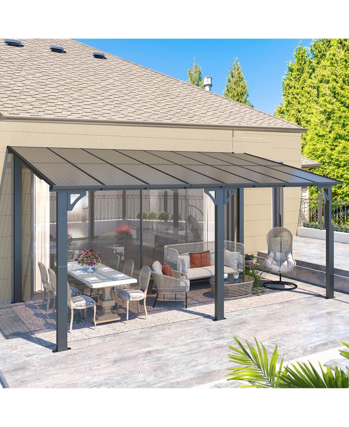 Click here for Aecojoy 16x8 Wall Mounted Gazebos Pergola - Black prices