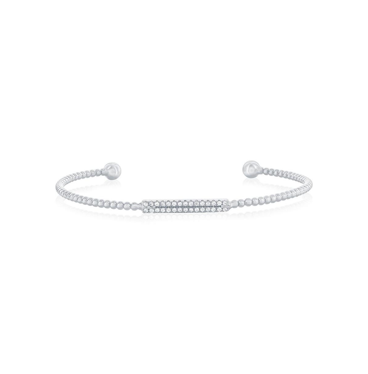 Click here for Sterling Silver  Cz Bar Beaded Bangle - Silver prices