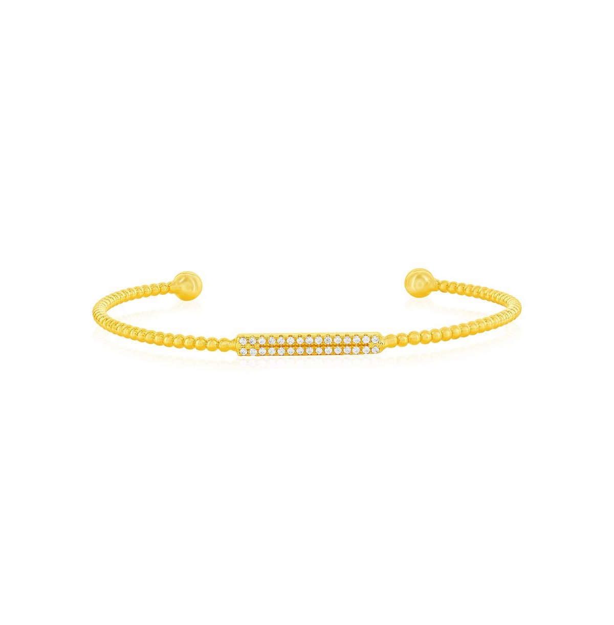 Click here for Sterling Silver  Cz Bar Beaded Bangle - Gold prices
