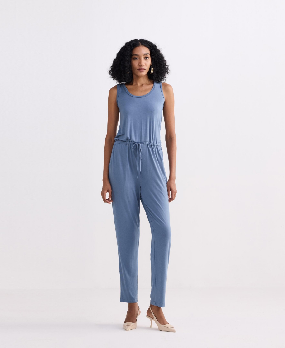 Click here for Reistor Womens Relaxed Drawstring Jumpsuit in Blue... prices