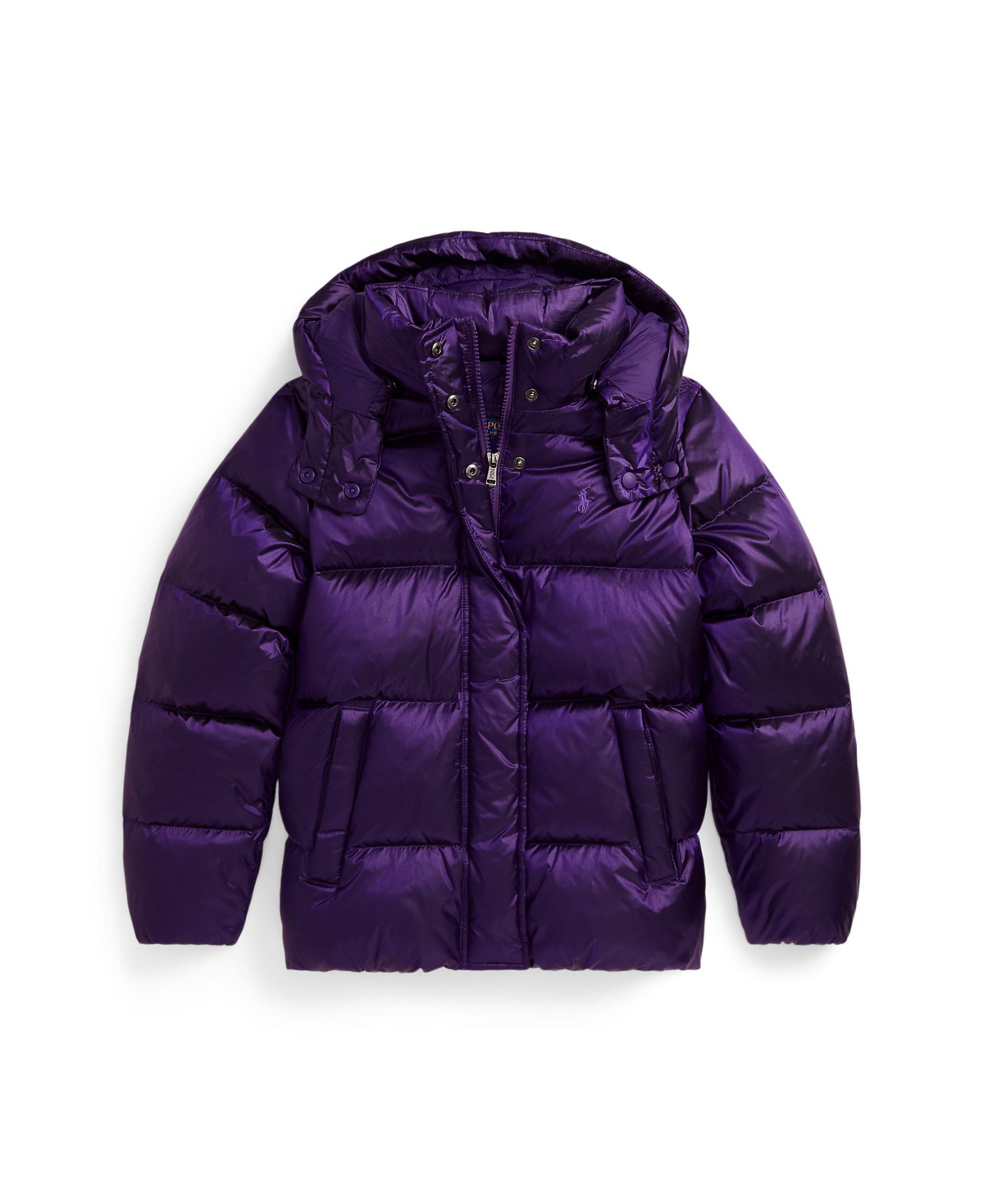 Polo Ralph Lauren Girls 7-16 Mock Neck Hooded Jacket - Purple