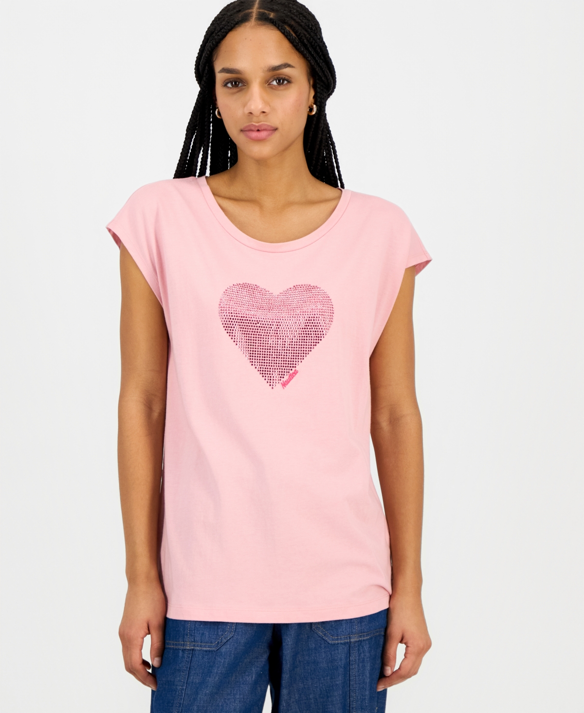 Click here for Nautica Jeans Womens Round-Neck Embellished-Heart... prices