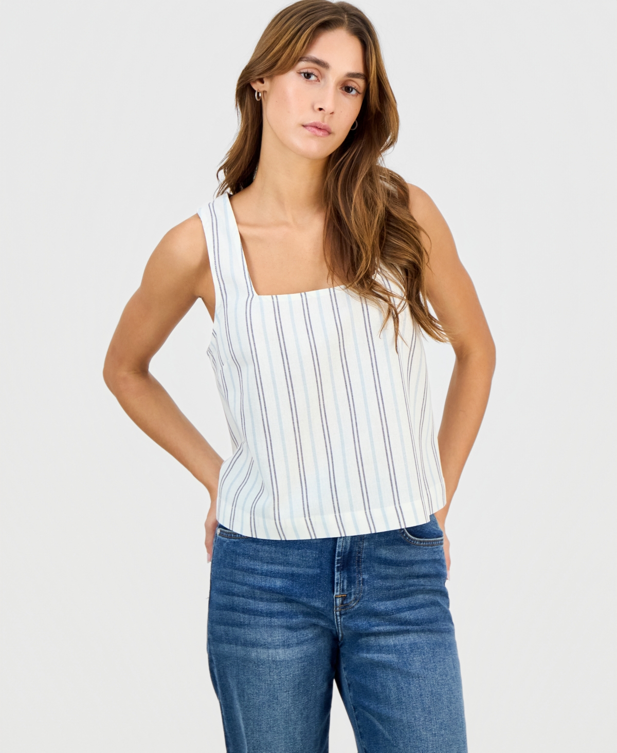 Click here for Hippie Rose Juniors Square-Neck Linen Tank Top - W... prices