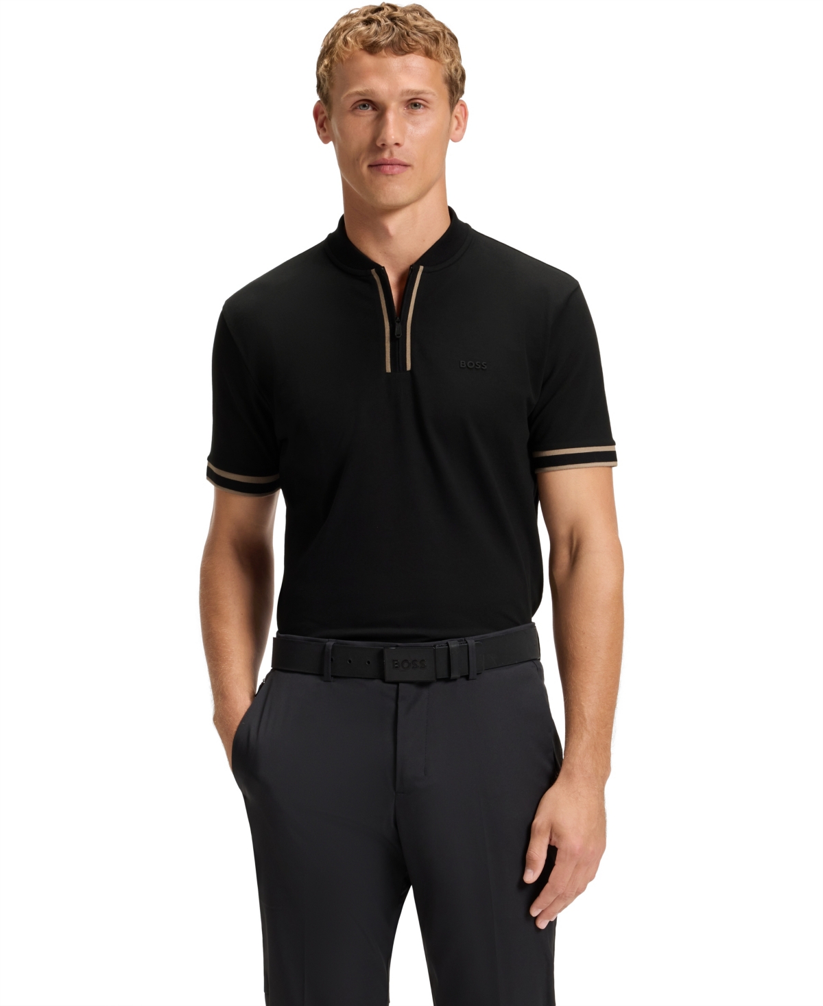Click here for Boss by Hugo Boss Mens Cotton-Pique Zip-Neck Polo... prices