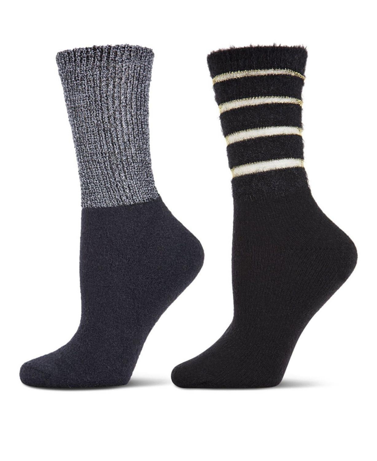 Click here for MeMoi Womens 2 Pair Pack Cozy Crew Socks - Black b... prices