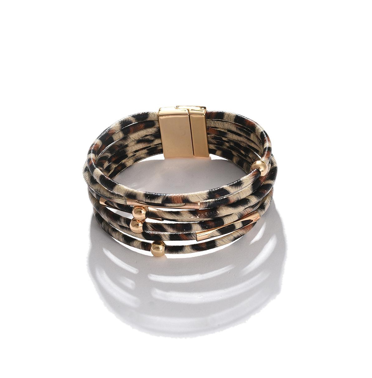 Click here for Sohi Womens Leopard Multi-Layer Bracelet - Brown prices