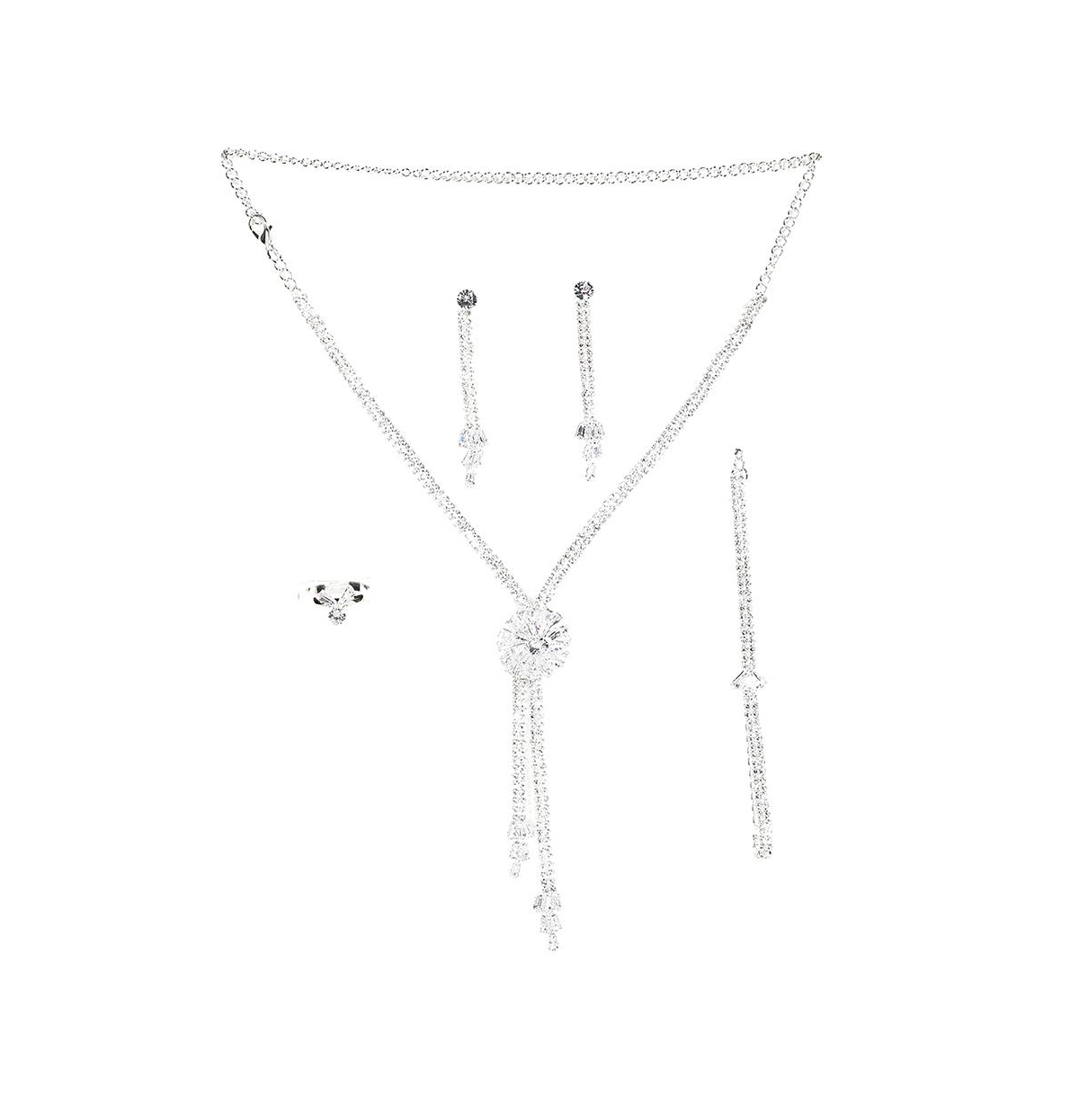 Click here for Sohi Womens Silver Bling Drop Necklace  Earrings... prices