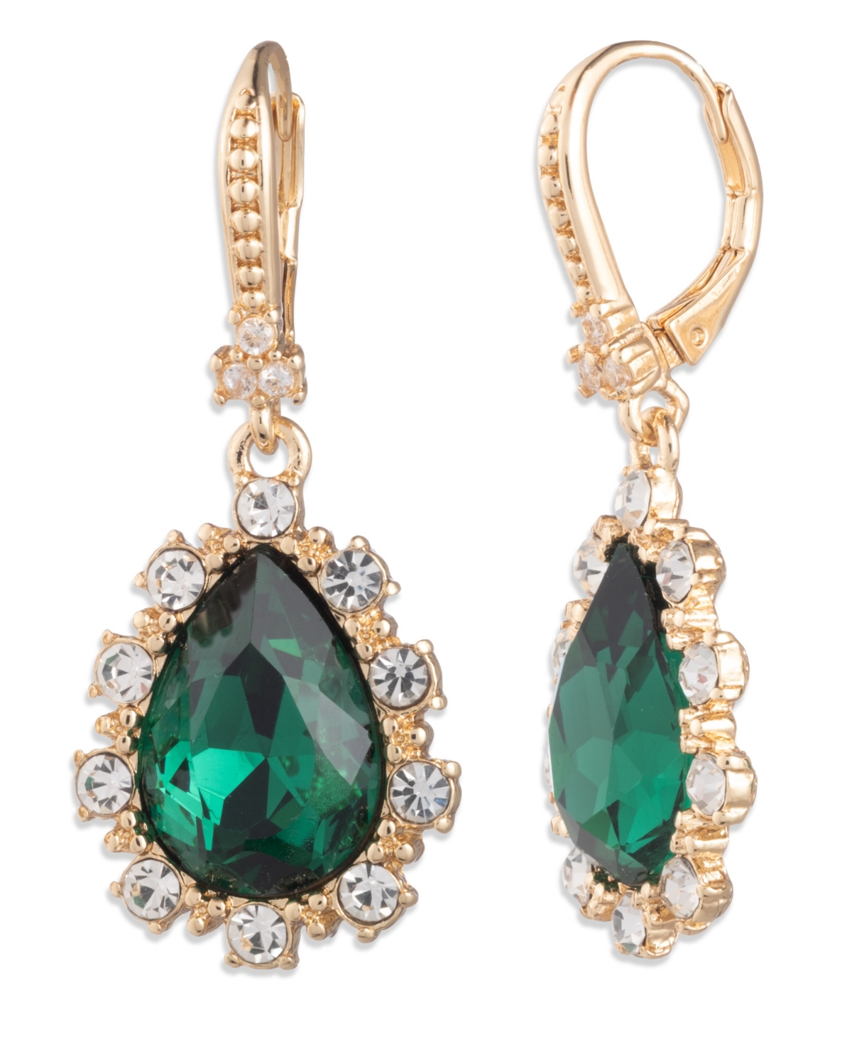 Click here for Marchesa Glass Stone Gold-Tone Drama Pear Drop Ear... prices