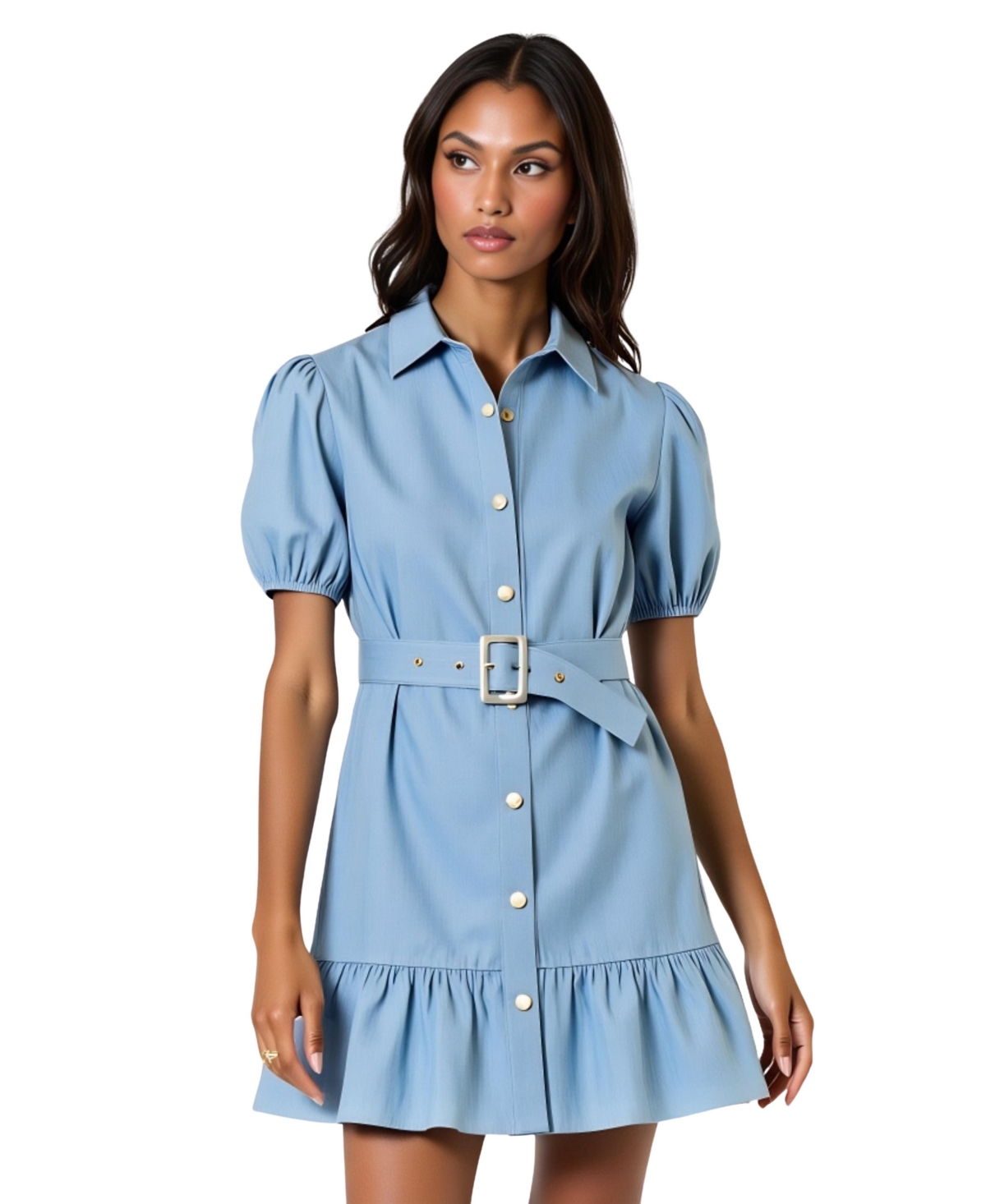 Click here for Modenaire Womens 100 Cotton Belted Puff-Sleeve Min... prices