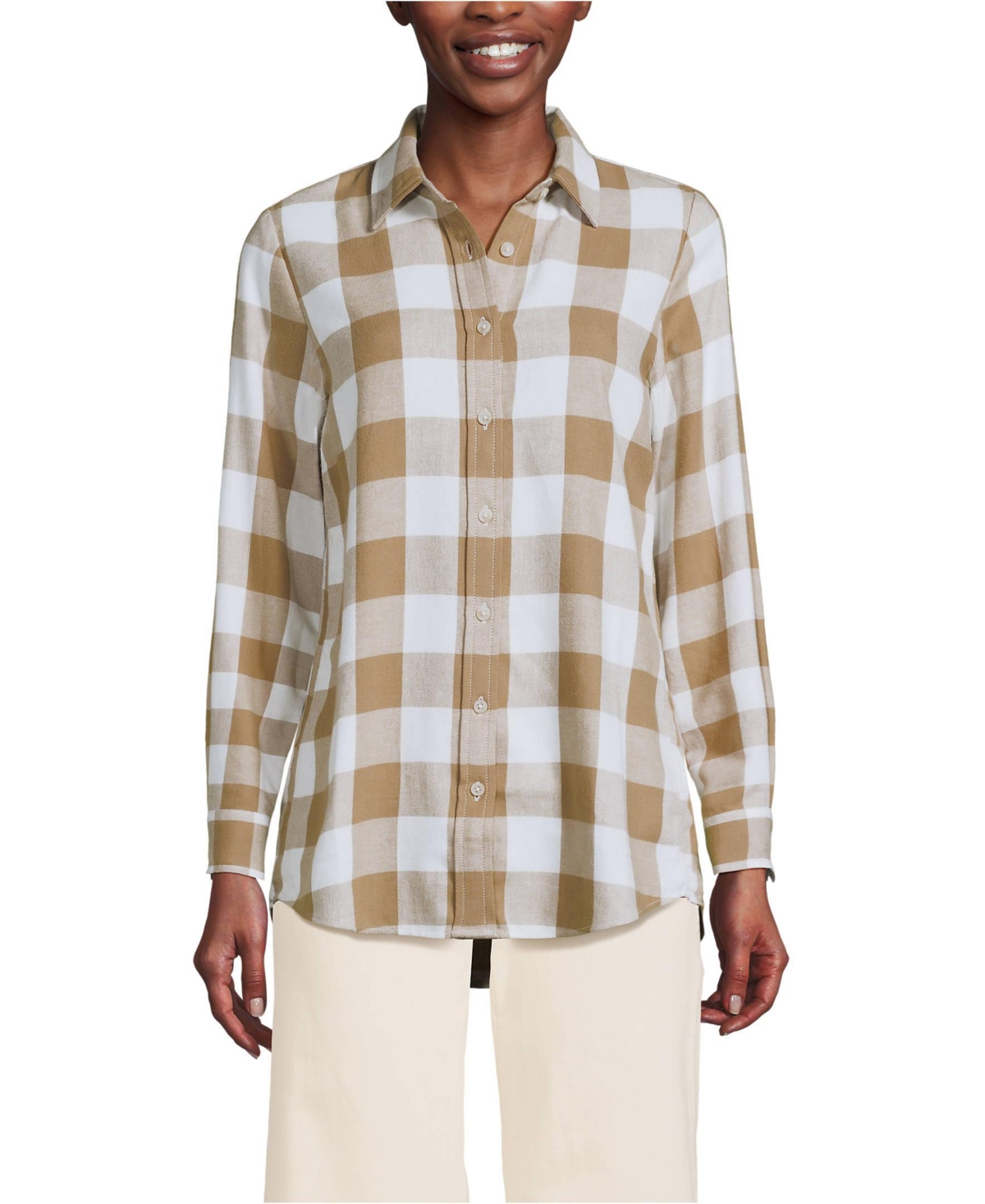 Click here for Lands End Womens Flannel Boyfriend Long Sleeve Shi... prices