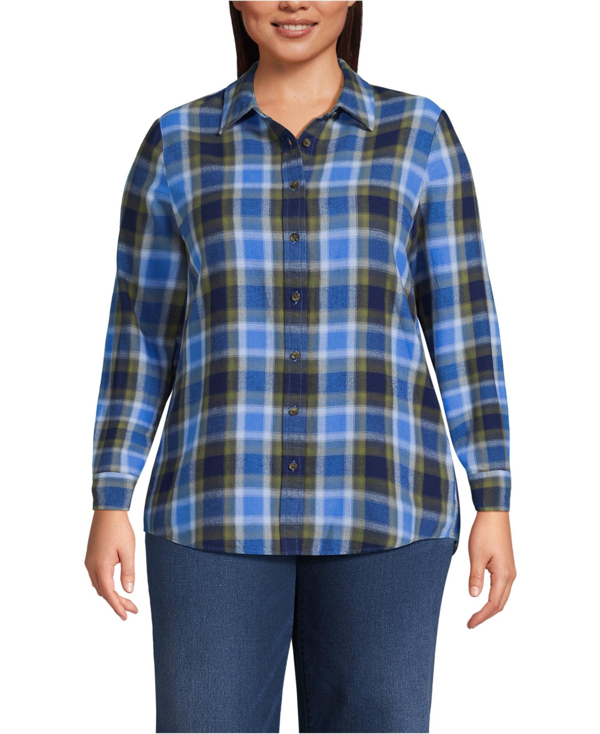 Click here for Lands End Plus Size Flannel Boyfriend Long Sleeve... prices