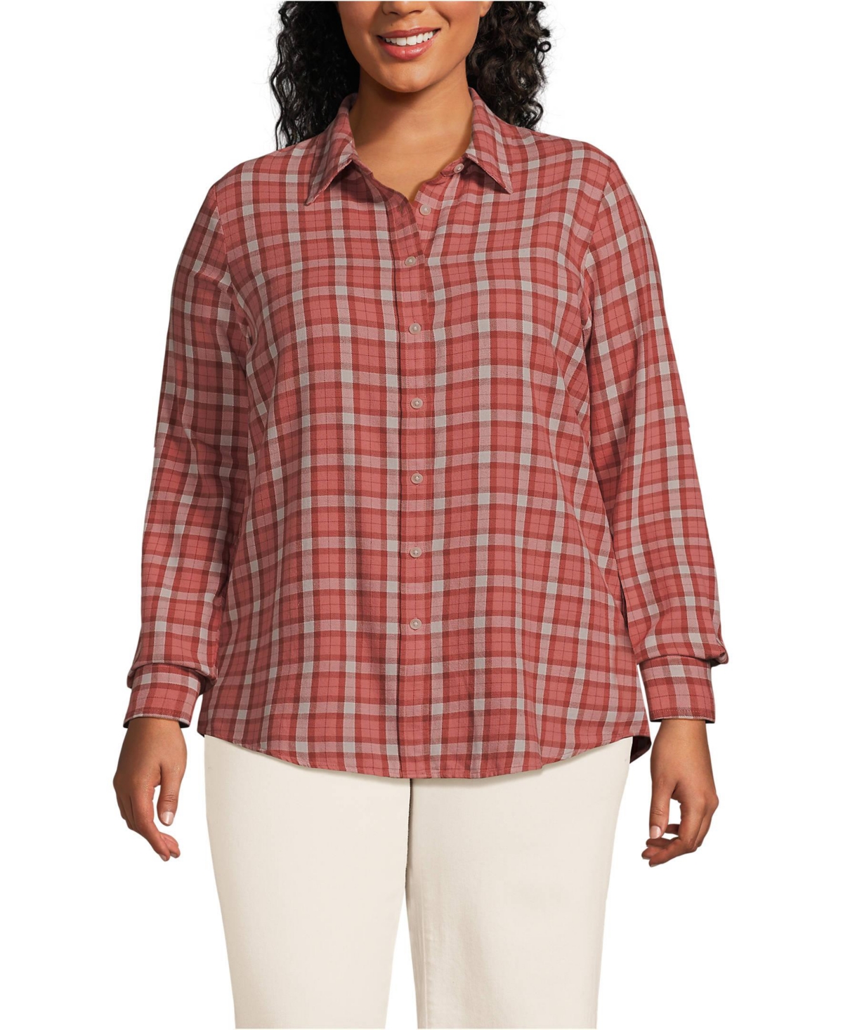 Click here for Lands End Plus Size Flannel Boyfriend Long Sleeve... prices