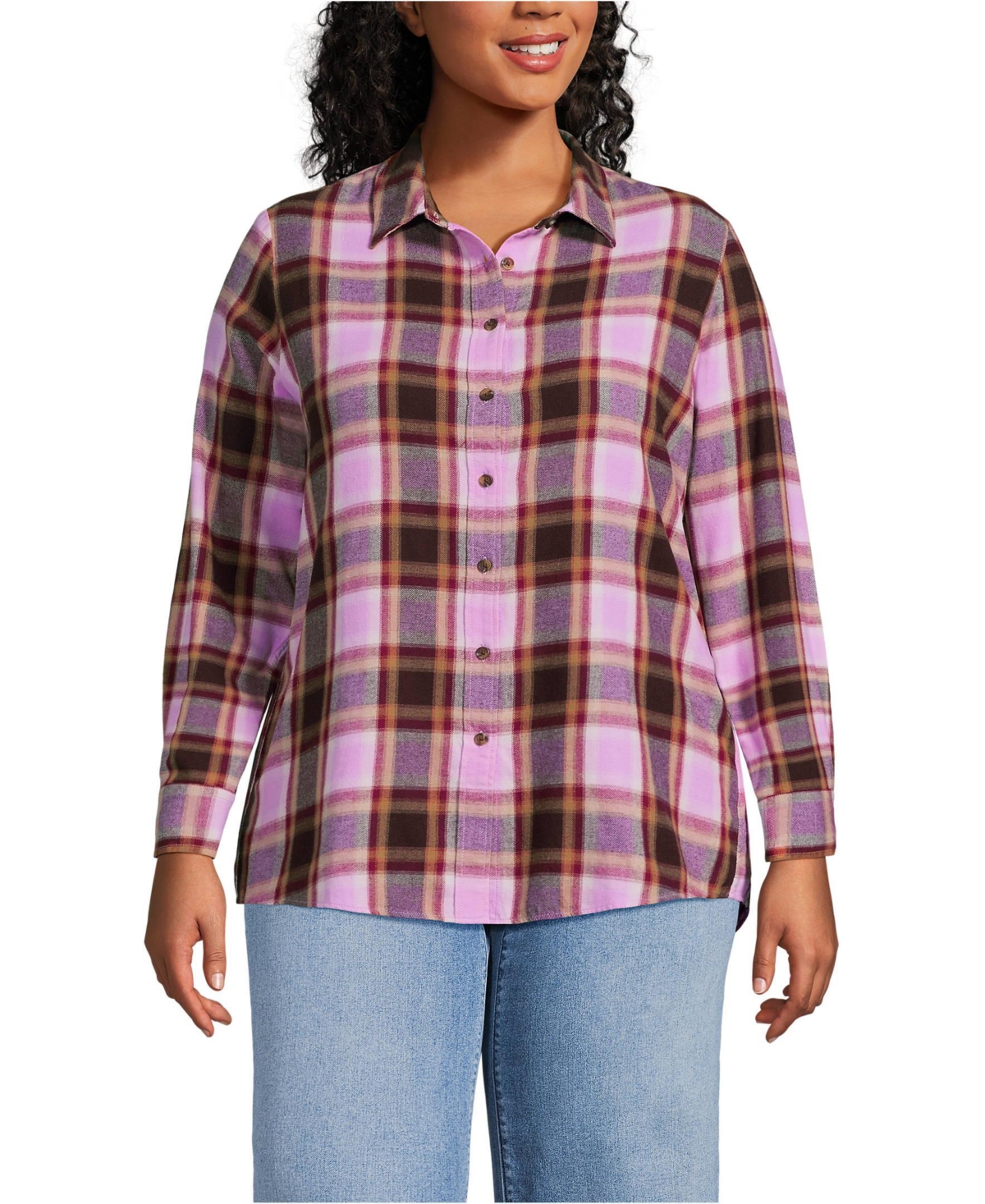 Click here for Lands End Plus Size Flannel Boyfriend Long Sleeve... prices