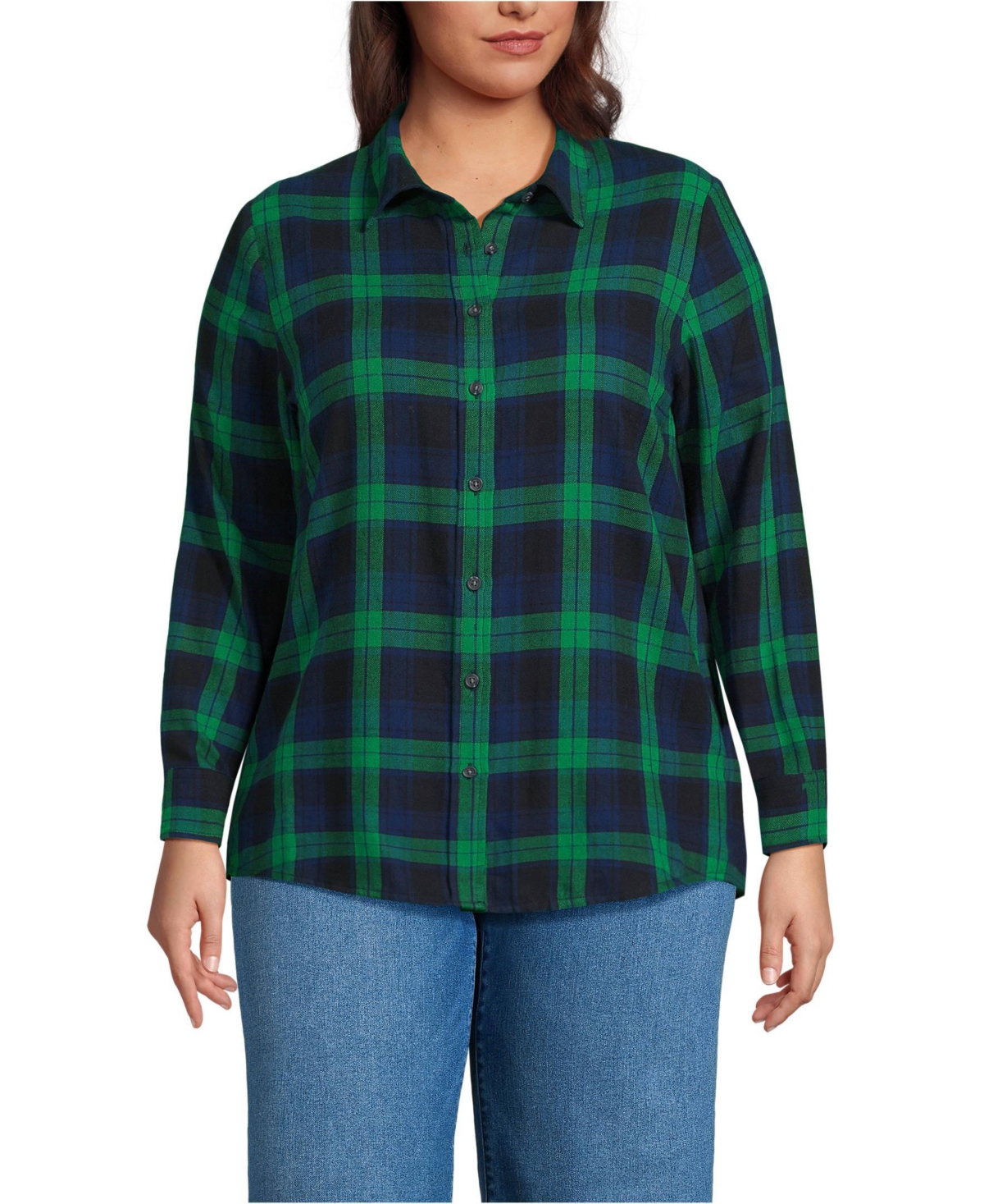 Click here for Lands End Plus Size Flannel Boyfriend Long Sleeve... prices