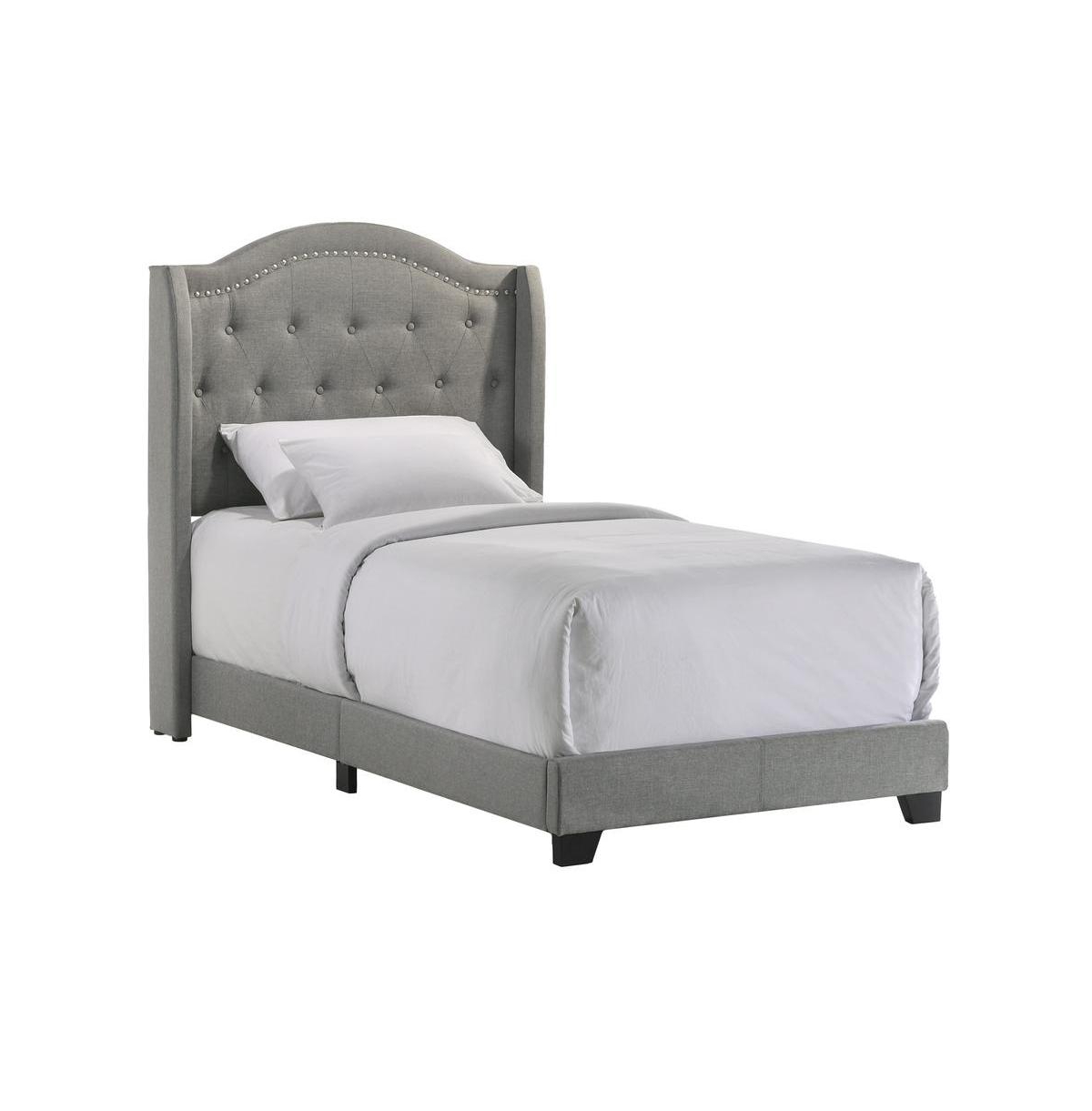 Intercon Rhyan Twin Uph Bed in Rhyan Smoke Fabric - Grey
