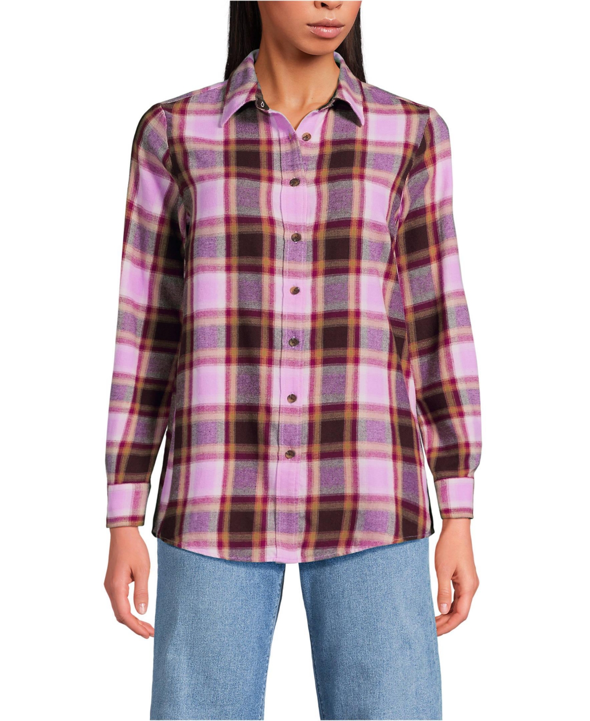 Click here for Lands End Womens Flannel Boyfriend Long Sleeve Shi... prices