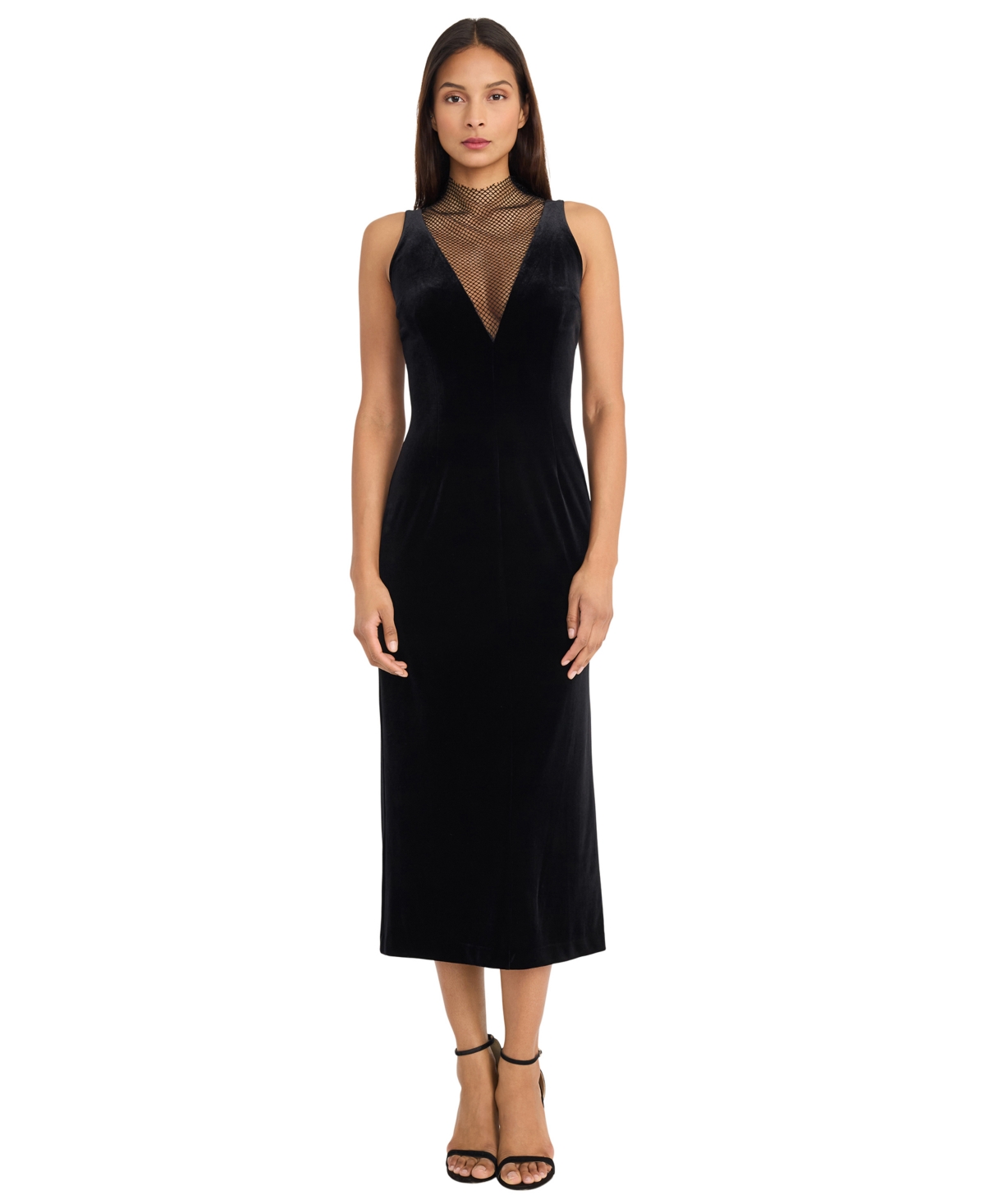 Click here for Donna Morgan Womens Mock Neck Midi Dress - Black prices