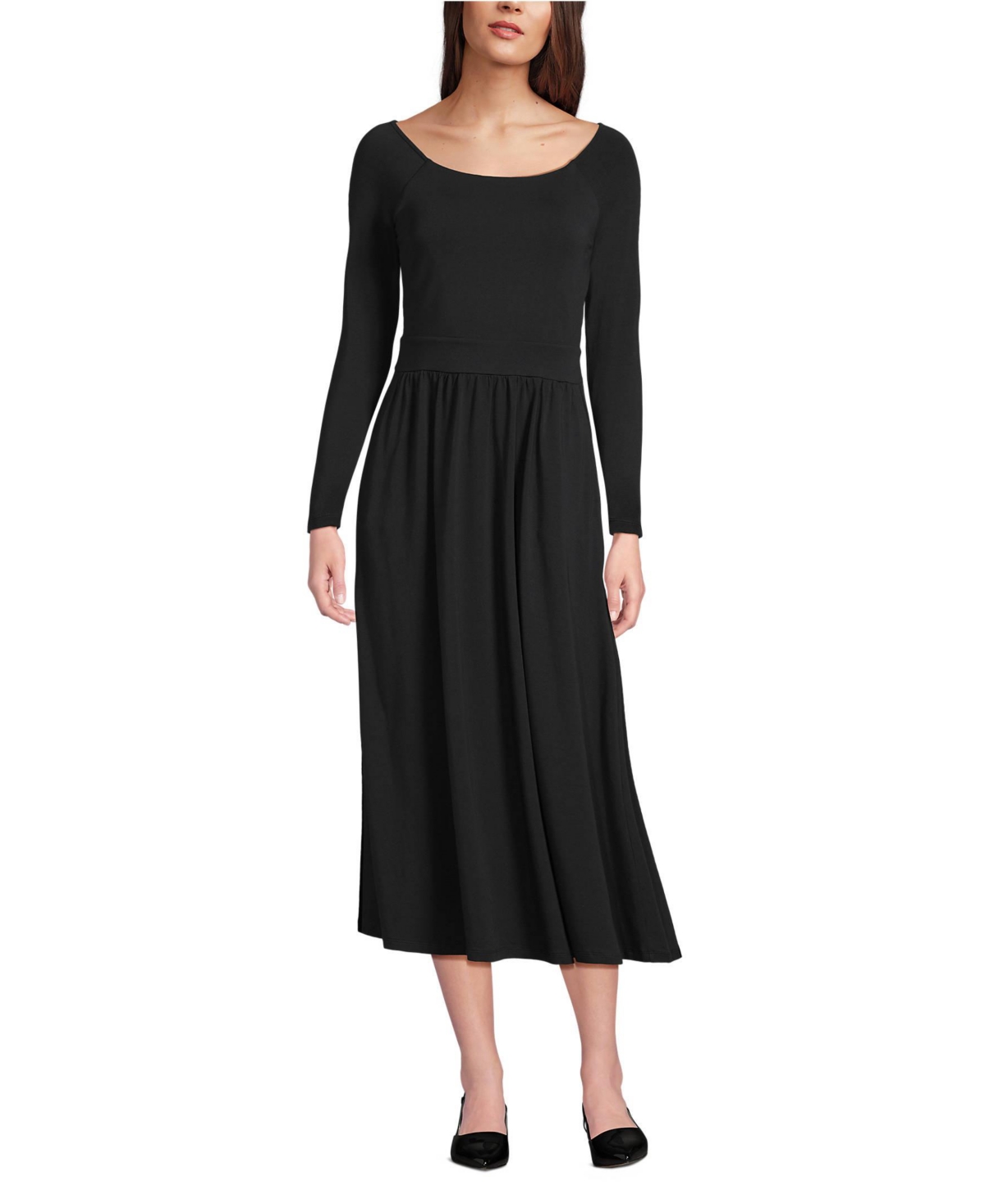 Click here for Lands End Womens Cotton Modal Off Shoulder Midi Dr... prices