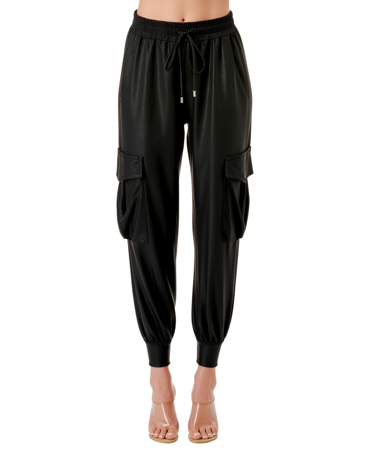 Click here for Modenaire Womens Faux Leather Jogger Pants - Black prices