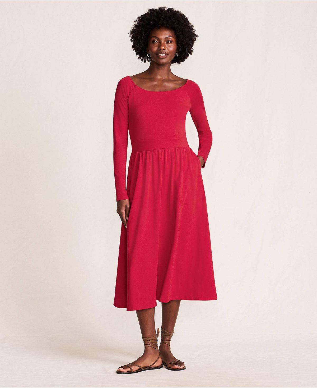 Click here for Lands End Womens Cotton Modal Off Shoulder Midi Dr... prices