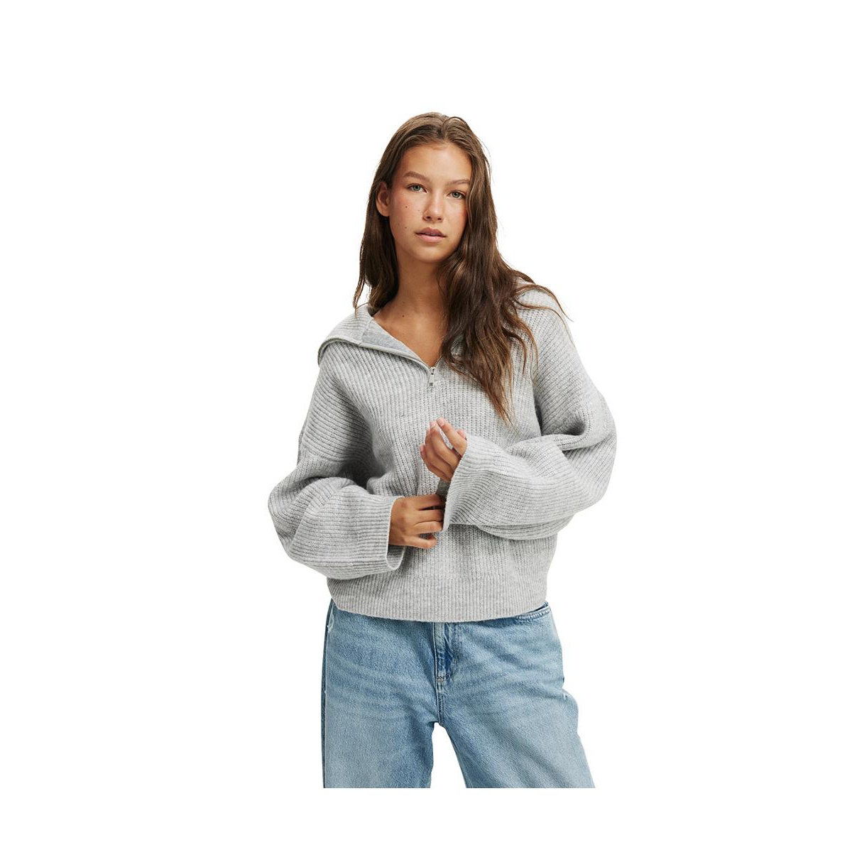 Click here for Cotton On Womens Luxe Half Zip Pullover - Grey mar... prices