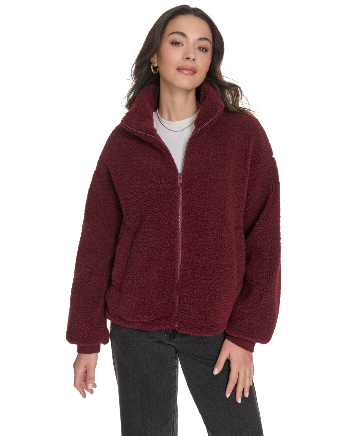 Click here for Levis Womens Regular Sherpa Teddy Jacket - Tawny P... prices