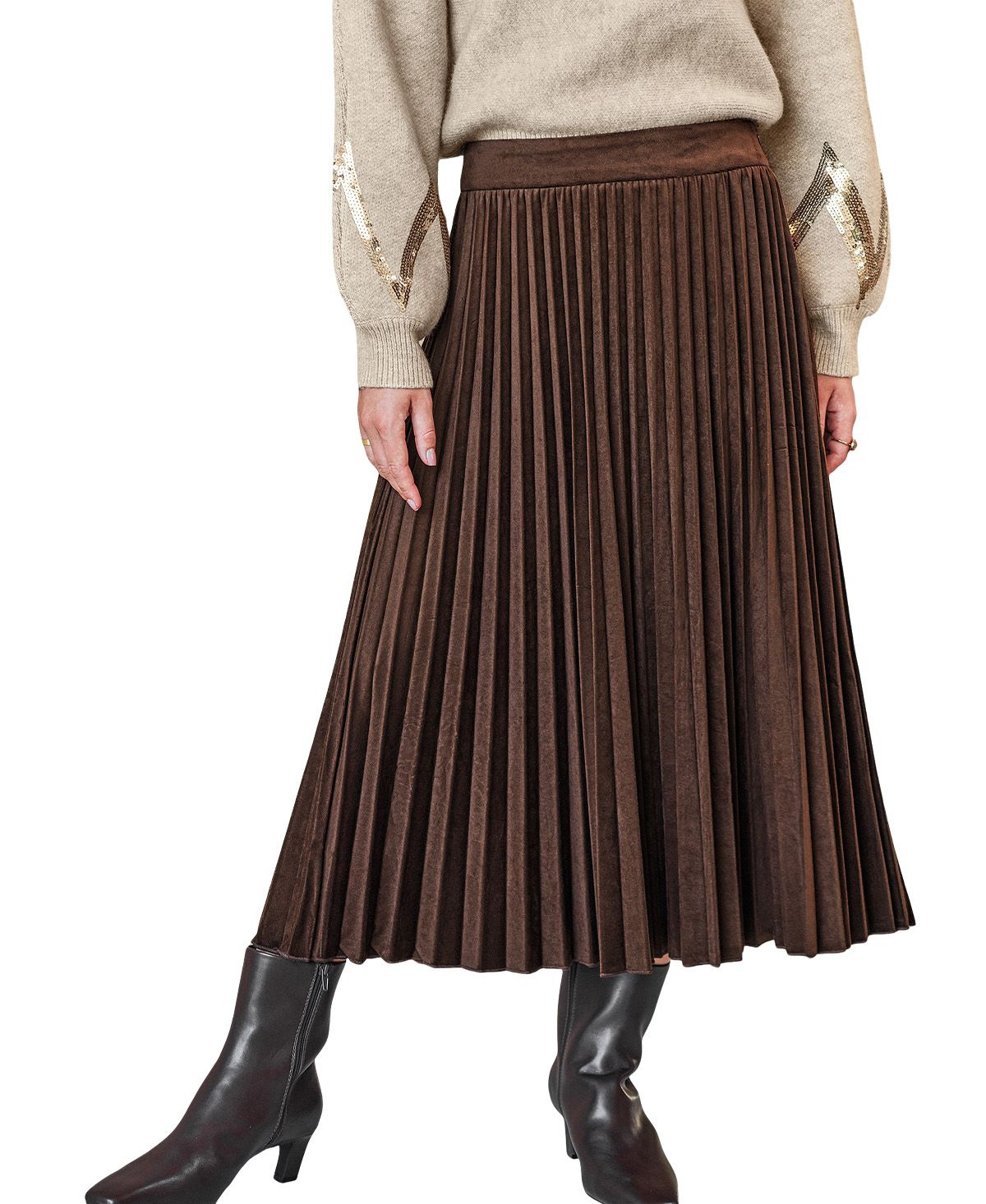 Click here for Cupshe Womens Sweet Routine Midi Skirt - Brown prices