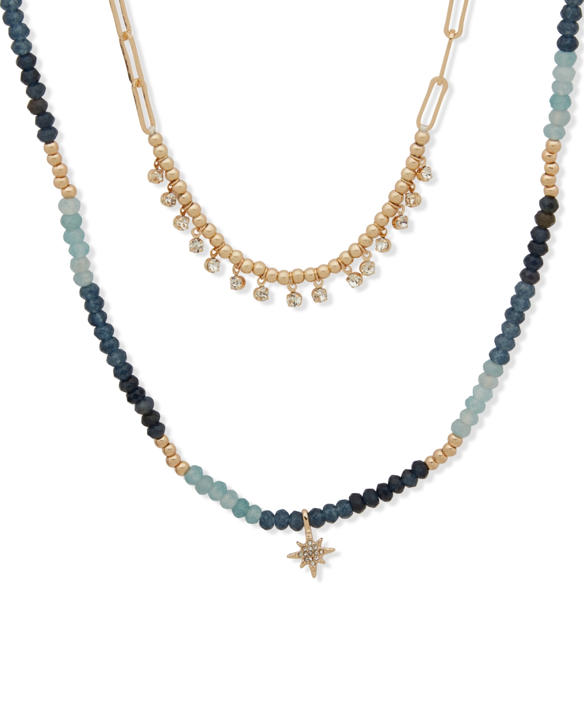 Click here for lonna & lilly Gold-Tone Blue Two Row Beaded Star N... prices