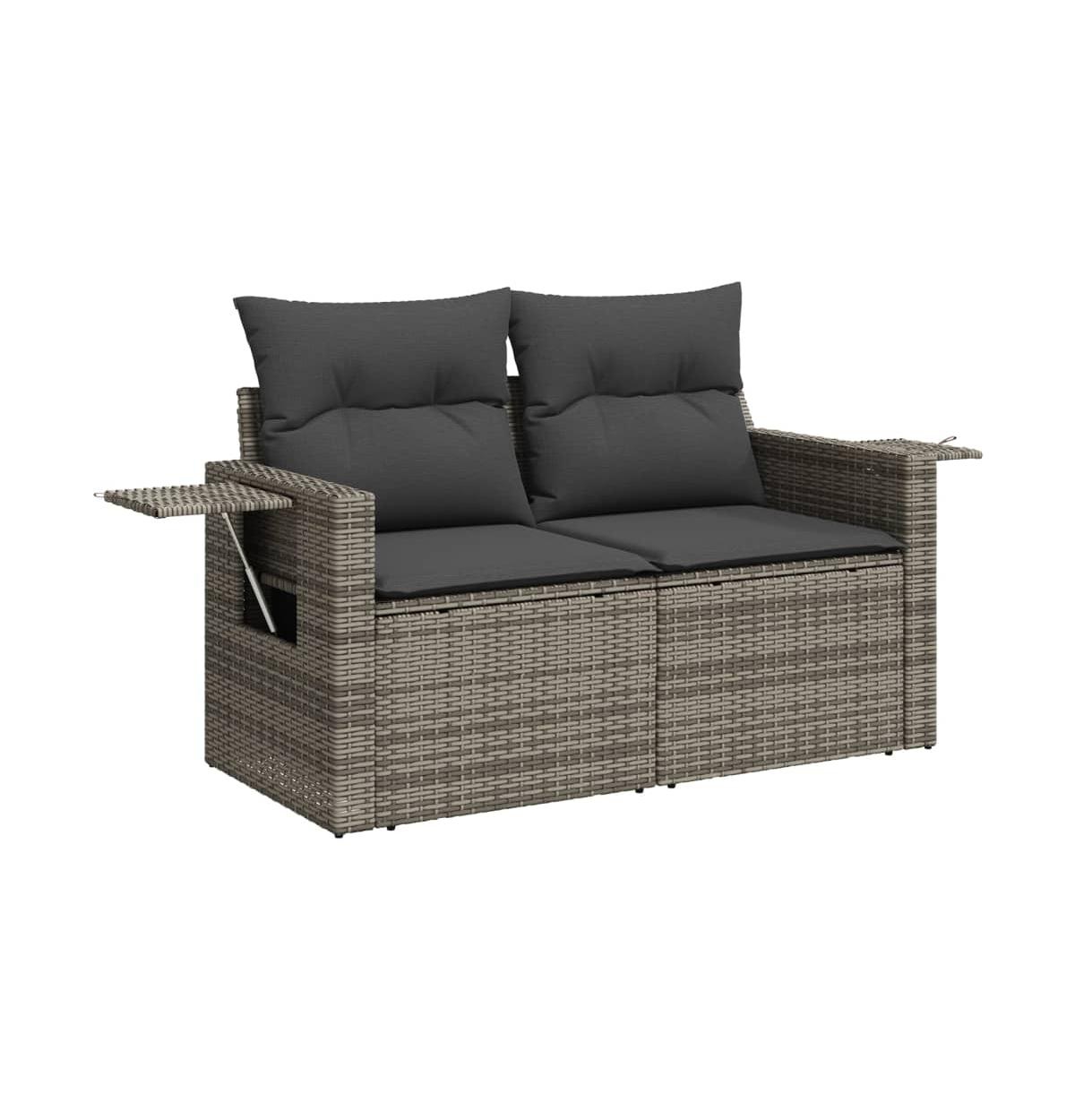 Click here for Garden Sofa Grey Pe rattan  powder-coated steel  p... prices