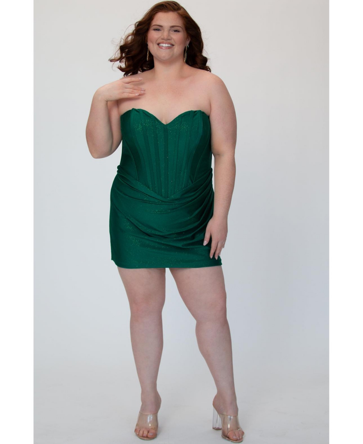 Click here for Sydneys Closet Plus Size Green Strapless Corset Mi... prices