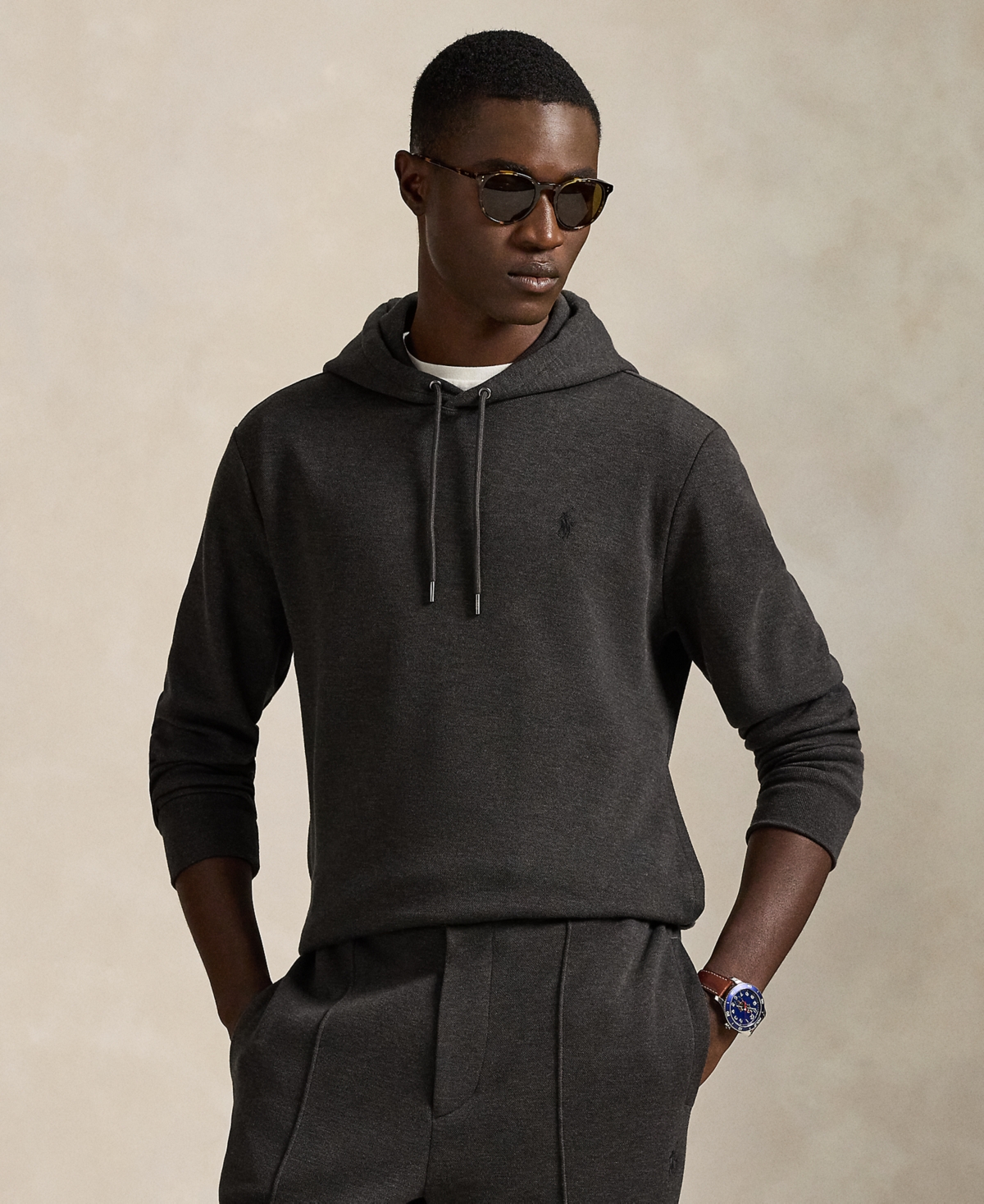 Click here for Polo Ralph Lauren Mens Double-Knit Hoodie - Dark C... prices