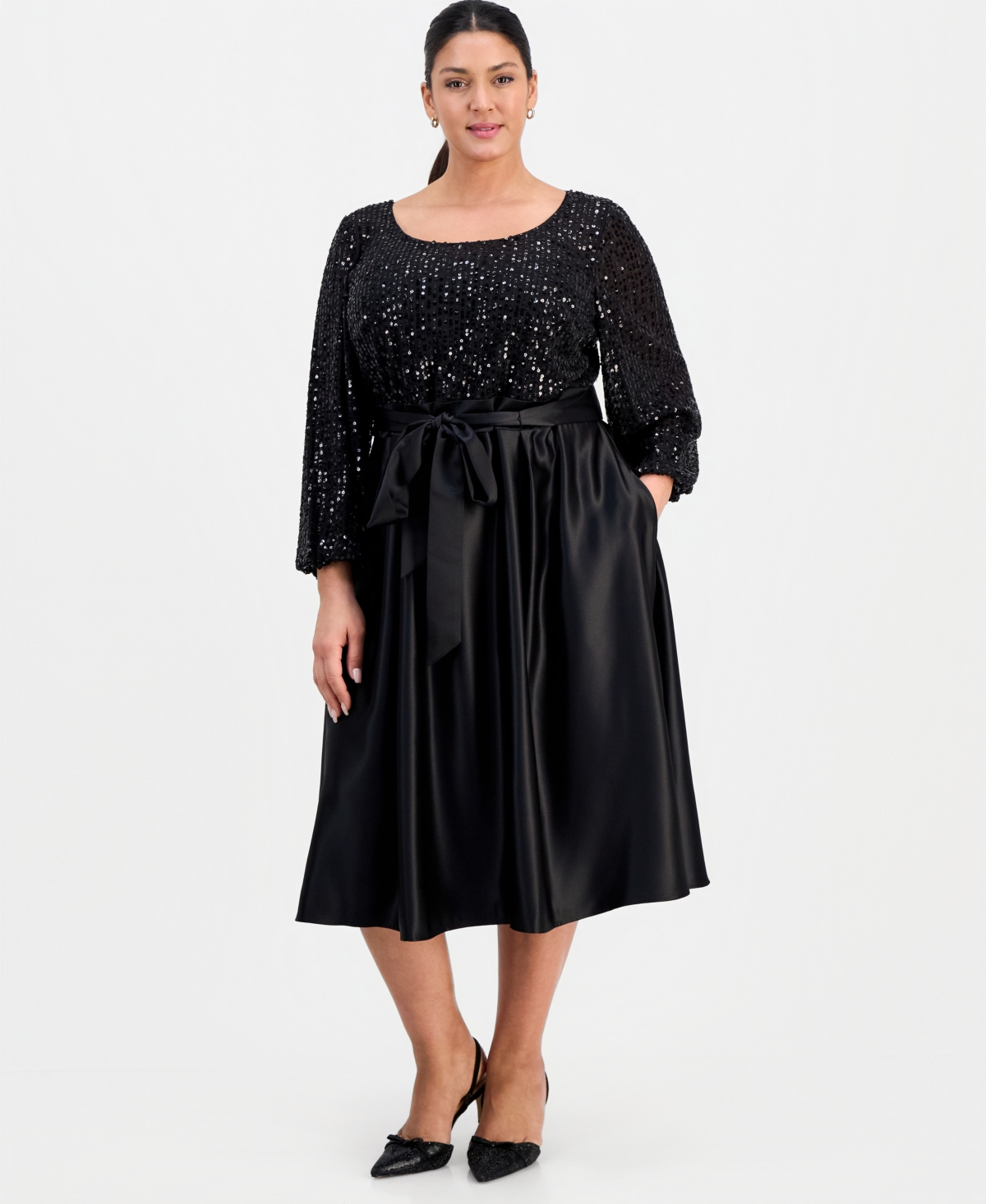 Click here for Alex Evenings Plus Size Sequin-Bodice Midi Dress -... prices