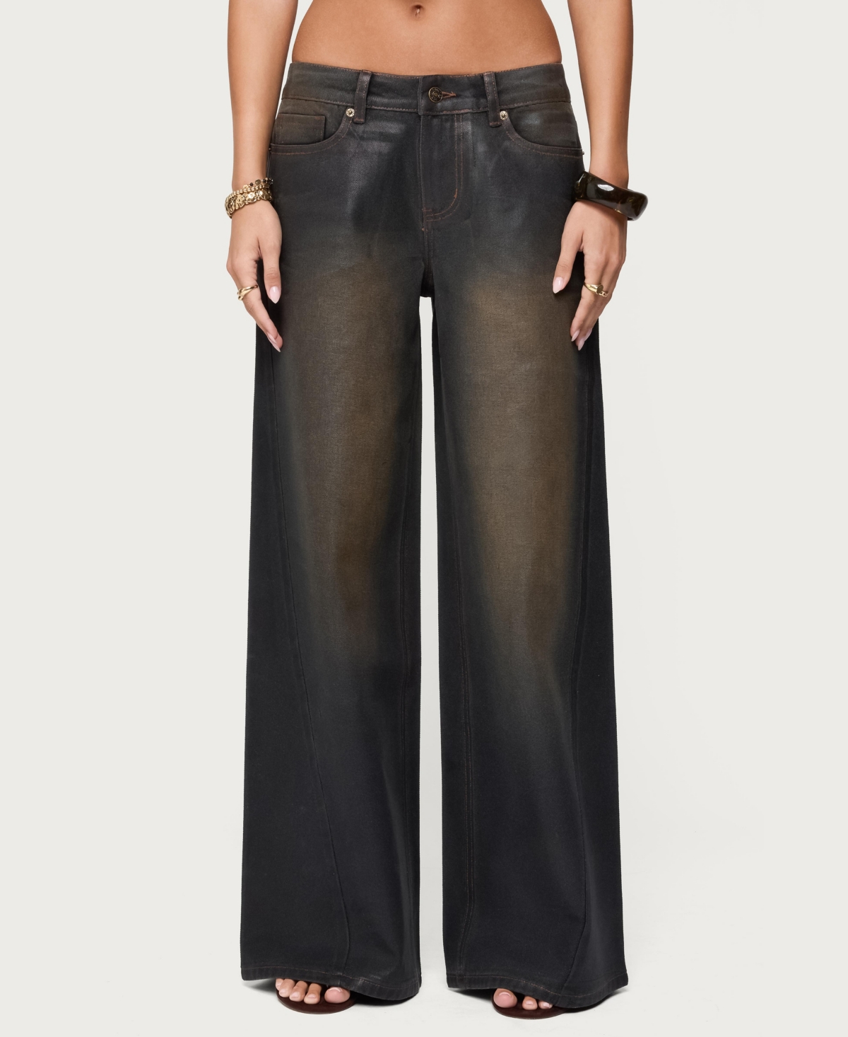 Edikted Oversized Mud Wash Low Rise Black Wash Jeans