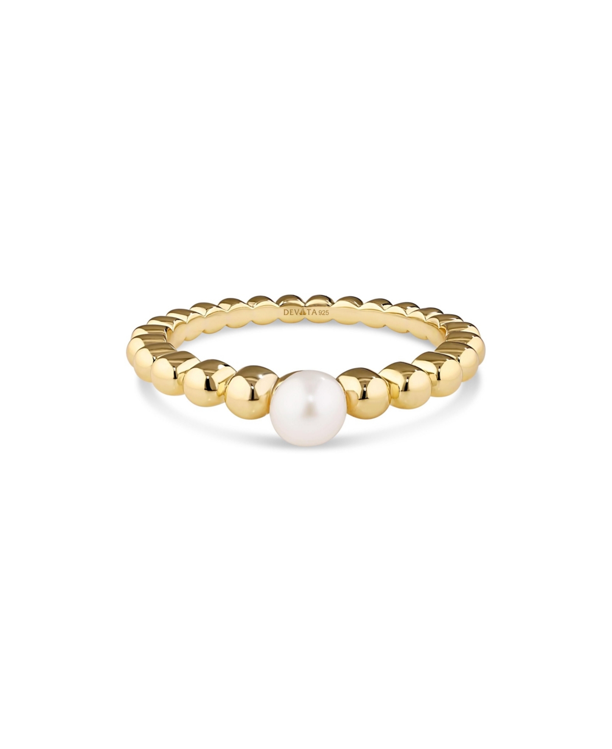 Click here for Devata Freshwater Pearl on Beaded Ball Ring in Gol... prices