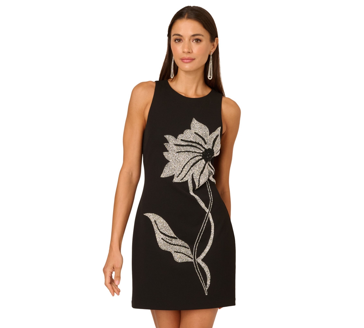 Click here for Adrianna Womens Beaded Sleeveless Short Dress - Bl... prices
