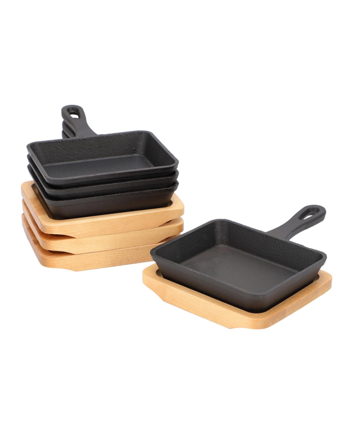 Click here for MegaChef 4 Piece Mini Cast Iron Square Pan with Wo... prices