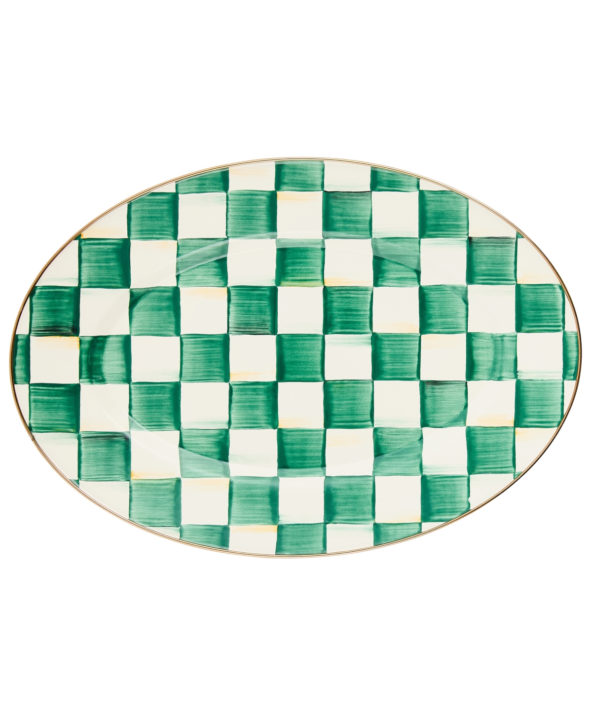 Mackenzie-Childs Emerald Check Small Oval Platter - Green