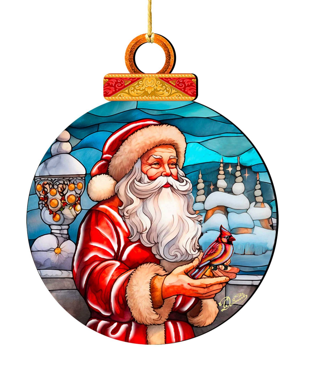Click here for Designocracy Santa with Red Cardinal Wooden Orname... prices