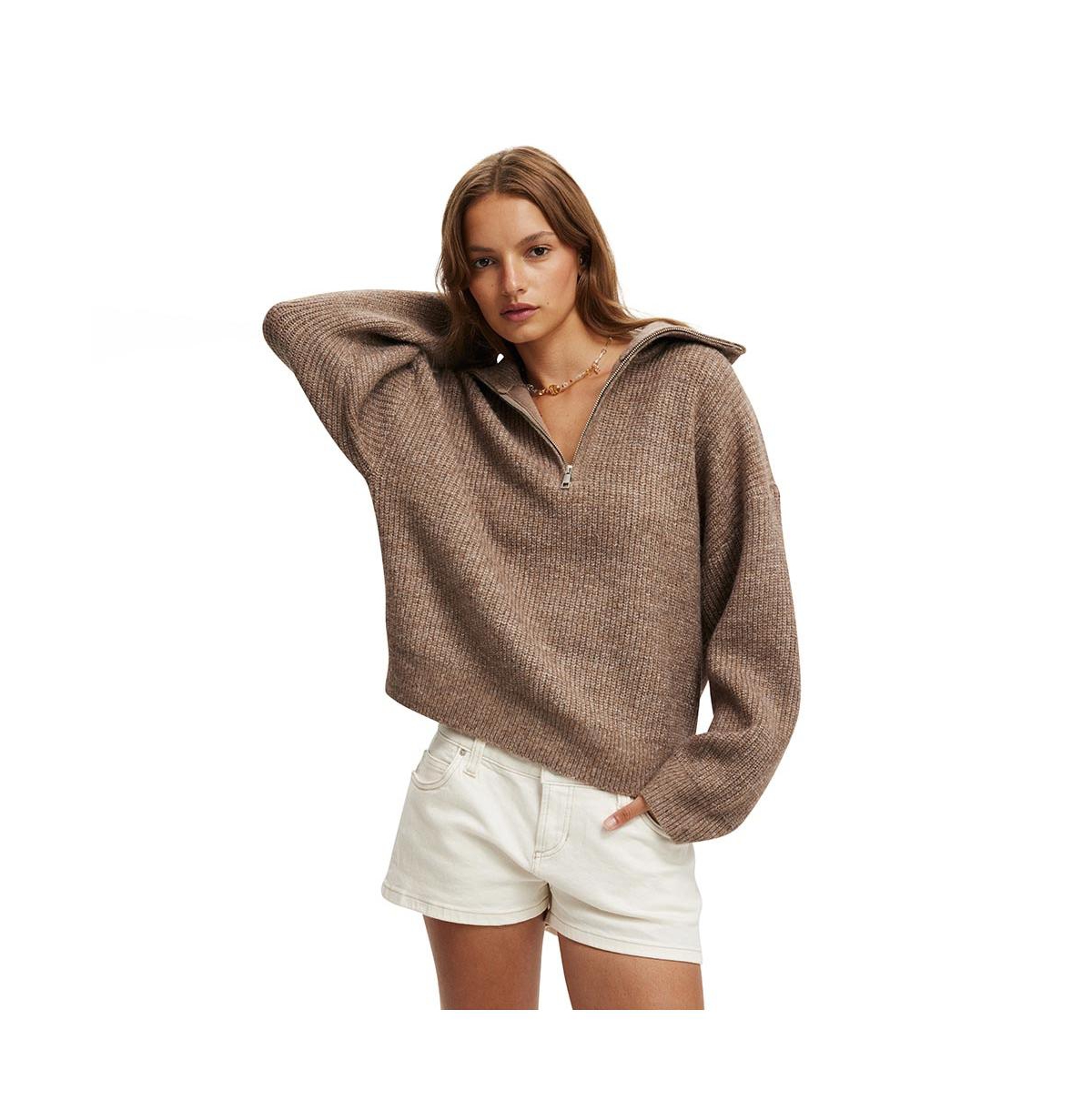 Click here for Cotton On Womens Luxe Half Zip Pullover - Acorn ma... prices