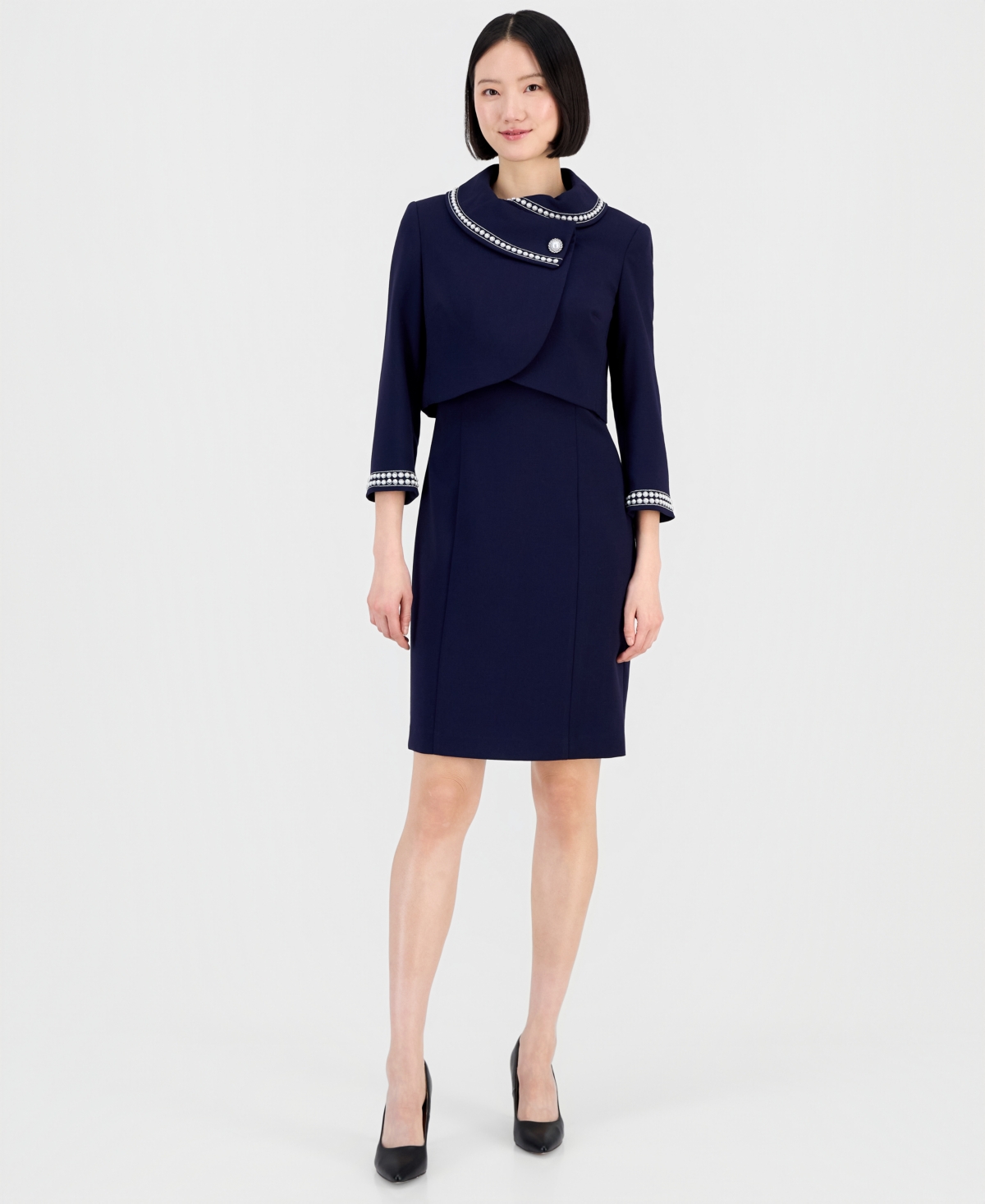 Click here for Tahari Asl Beaded Dress Suit Set - Midnight N prices