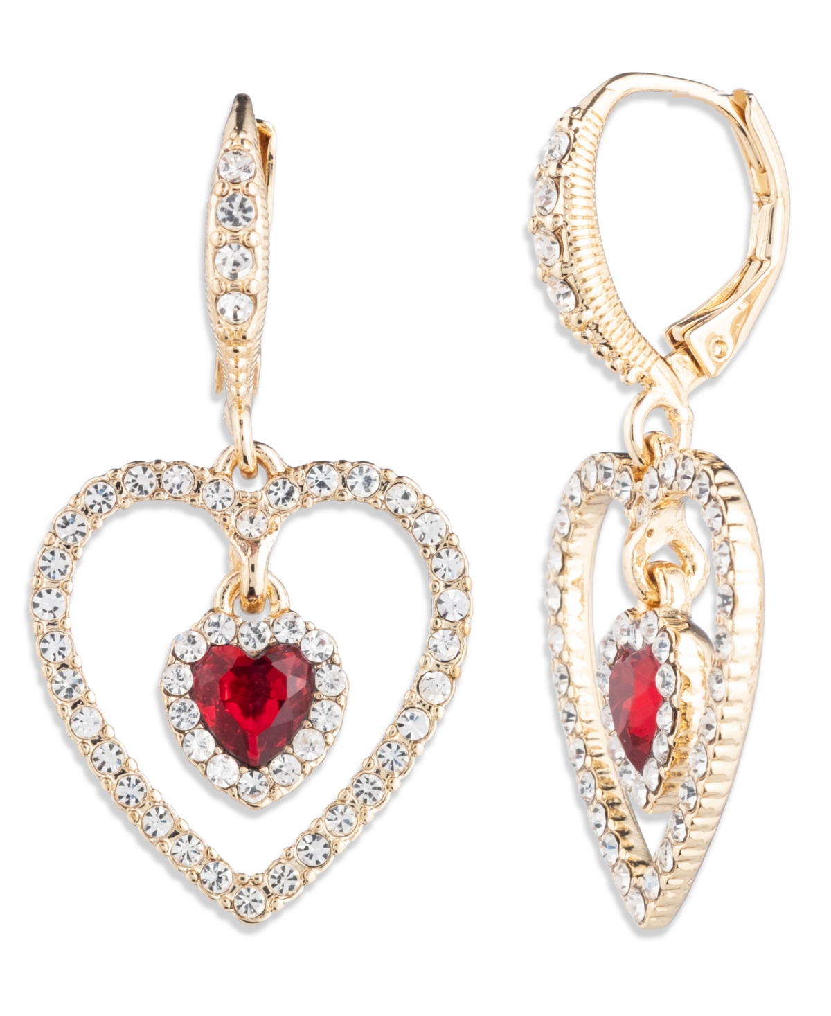 Click here for Givenchy Glass Stone Gold-Tone Heart Orbital Earri... prices