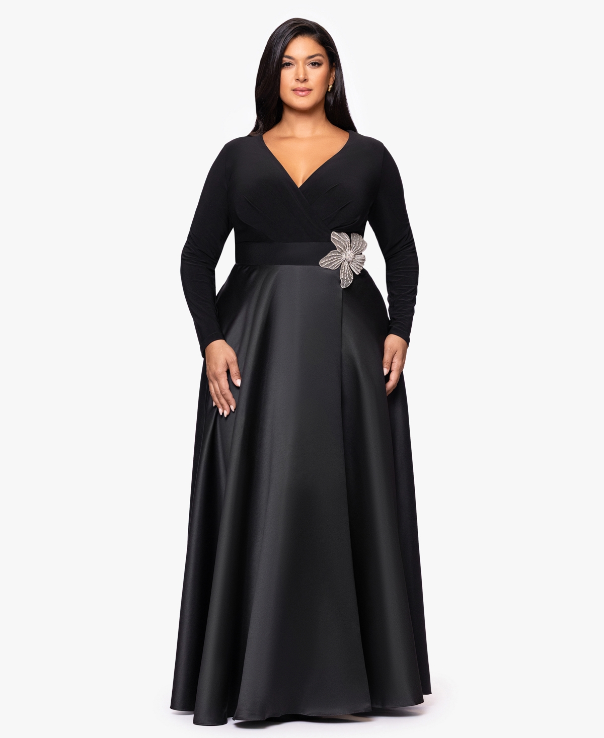 Click here for Xscape Plus Size Embellished Detail Long Sleeves D... prices