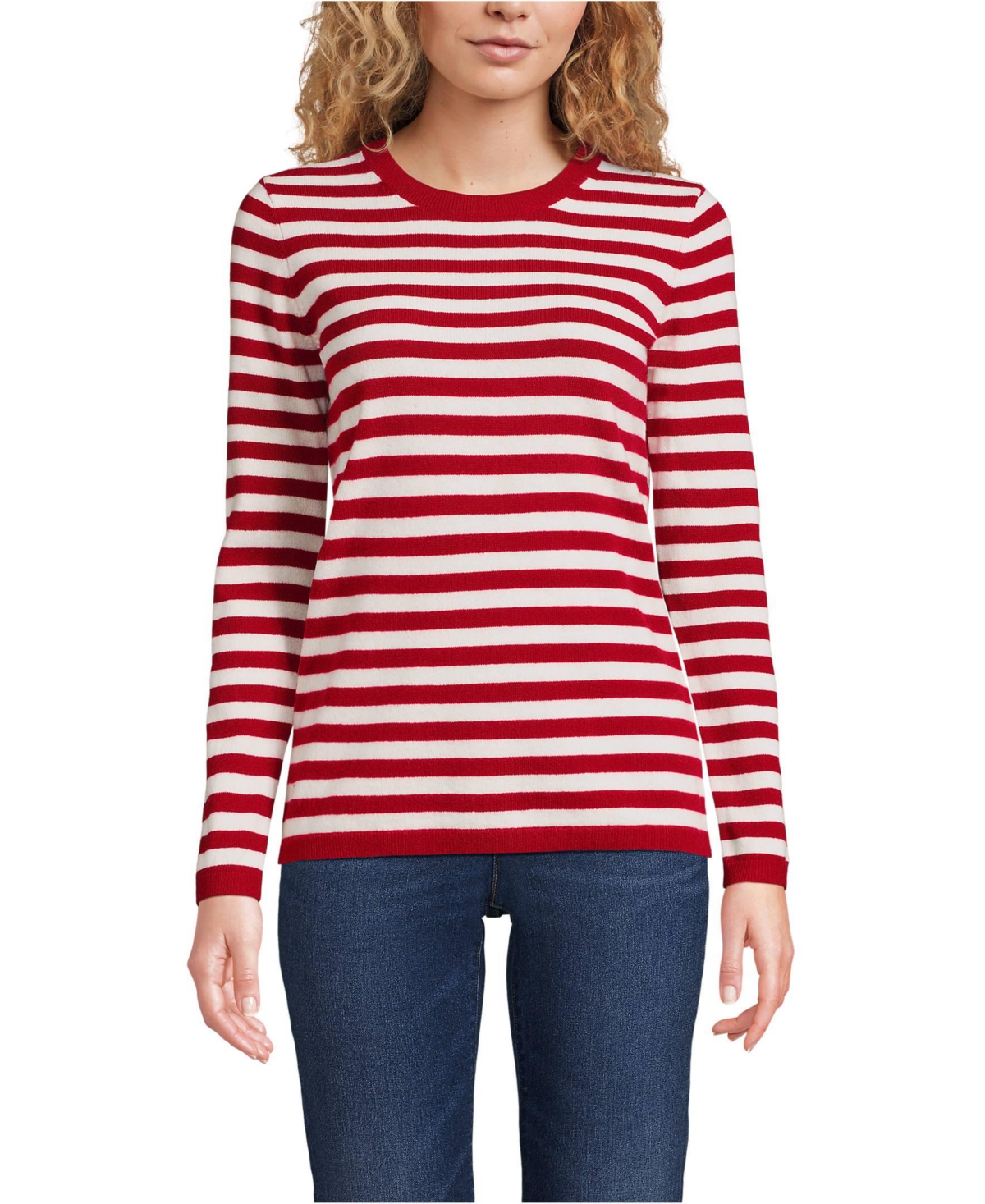 Click here for Lands End Womens Cashmere Sweater - Rich red/ivory... prices